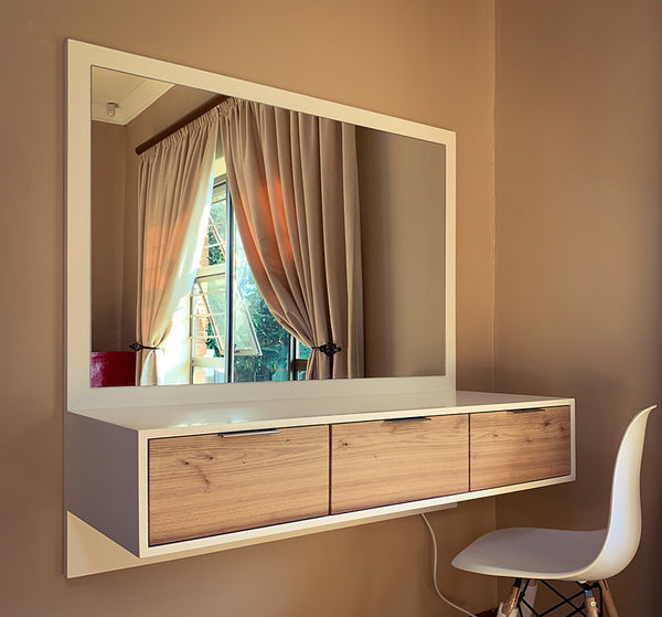 Floating Dresser Table, ONE Wall Hung Dressing Table with Solid Wood ...